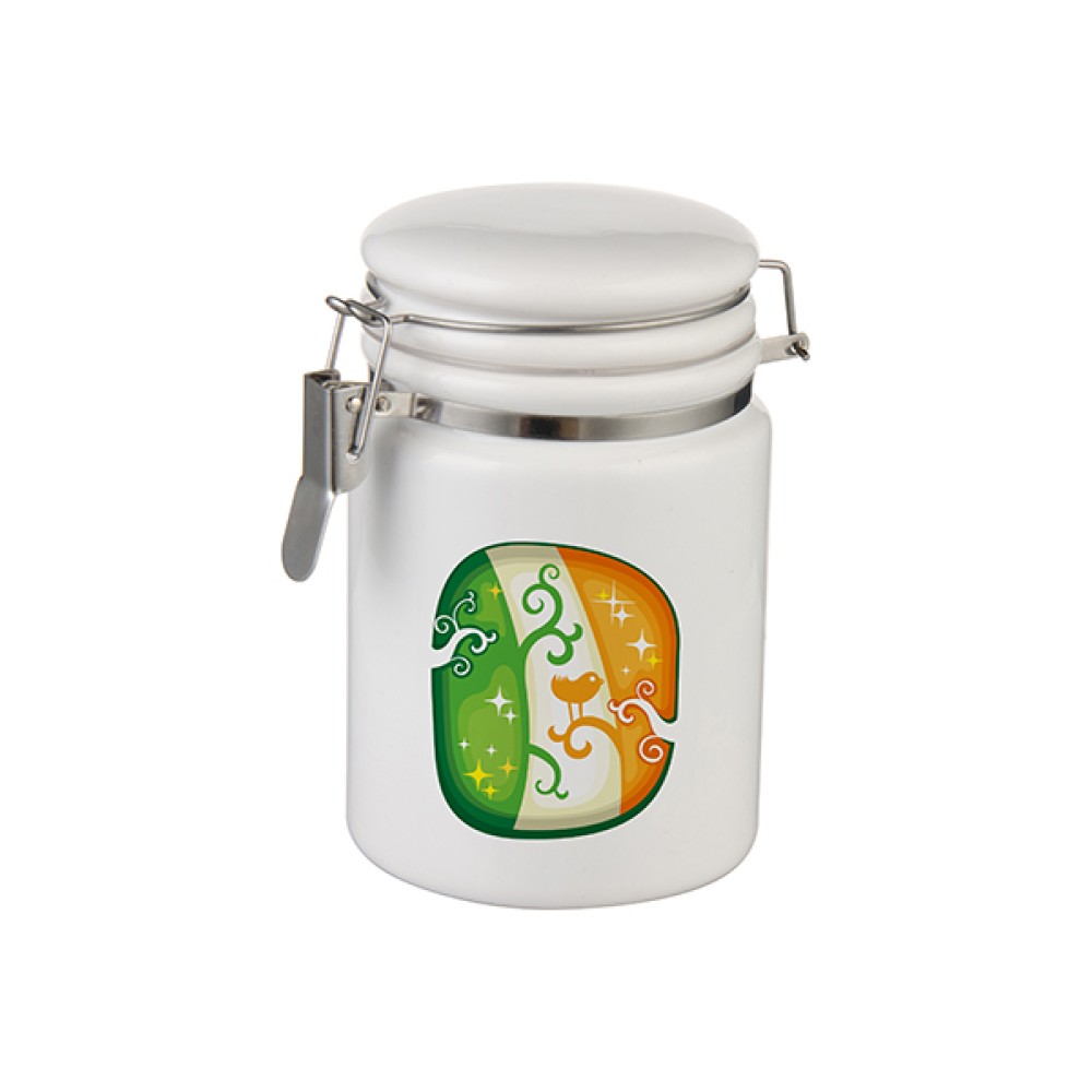 Sublimation white Ceramic Storage Jar with Locking Lid canister